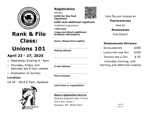 SRLC Rank & File Class - Unions 101 | Spokane Regional Labor Council ...