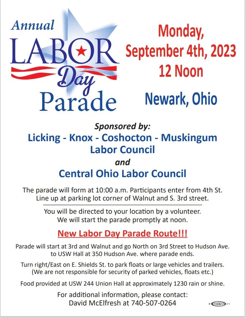 Labor Day Parade 2023 NEW ROUTE THIS YEAR! | Licking-Knox Central Labor ...
